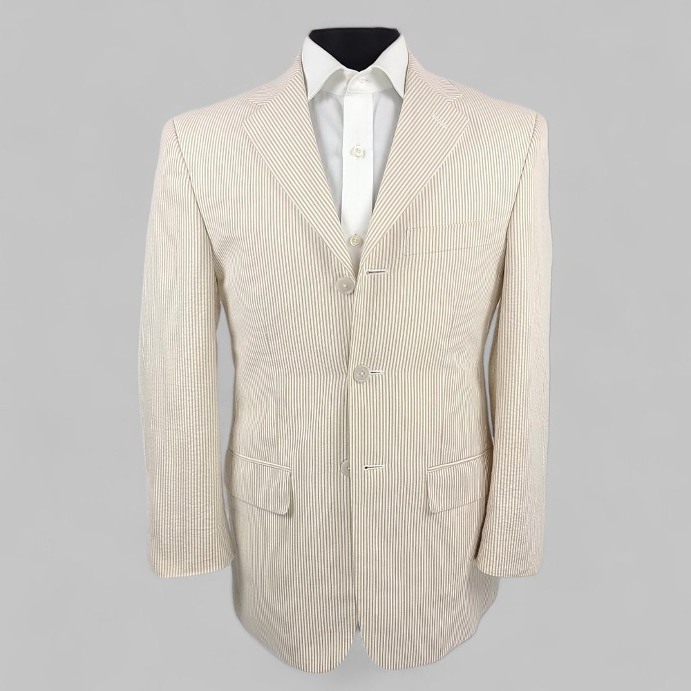 Linea Uomo Men's Seersucker 3 Button Suit 36s - 38s - Gem